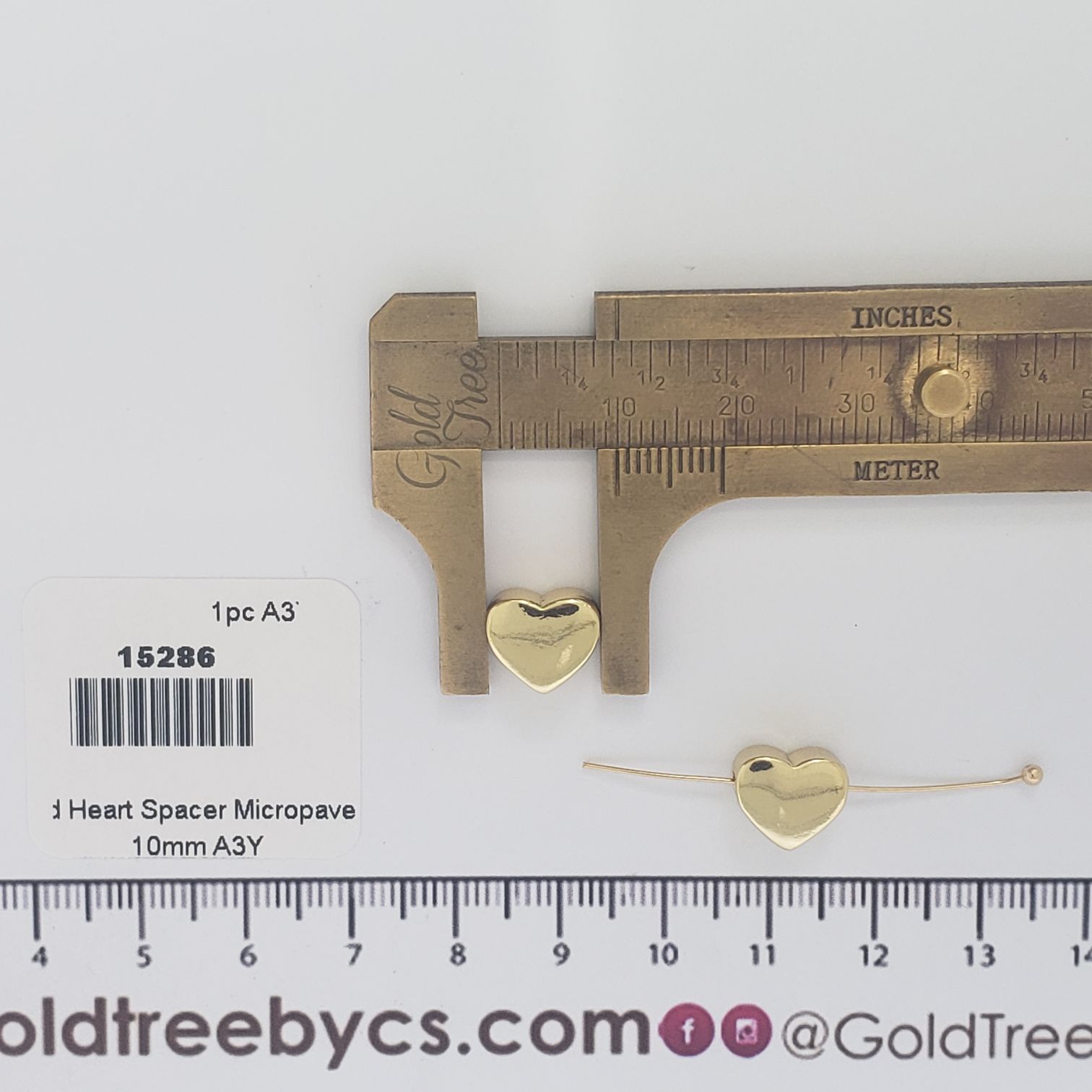 Gold Heart Spacer Micropave